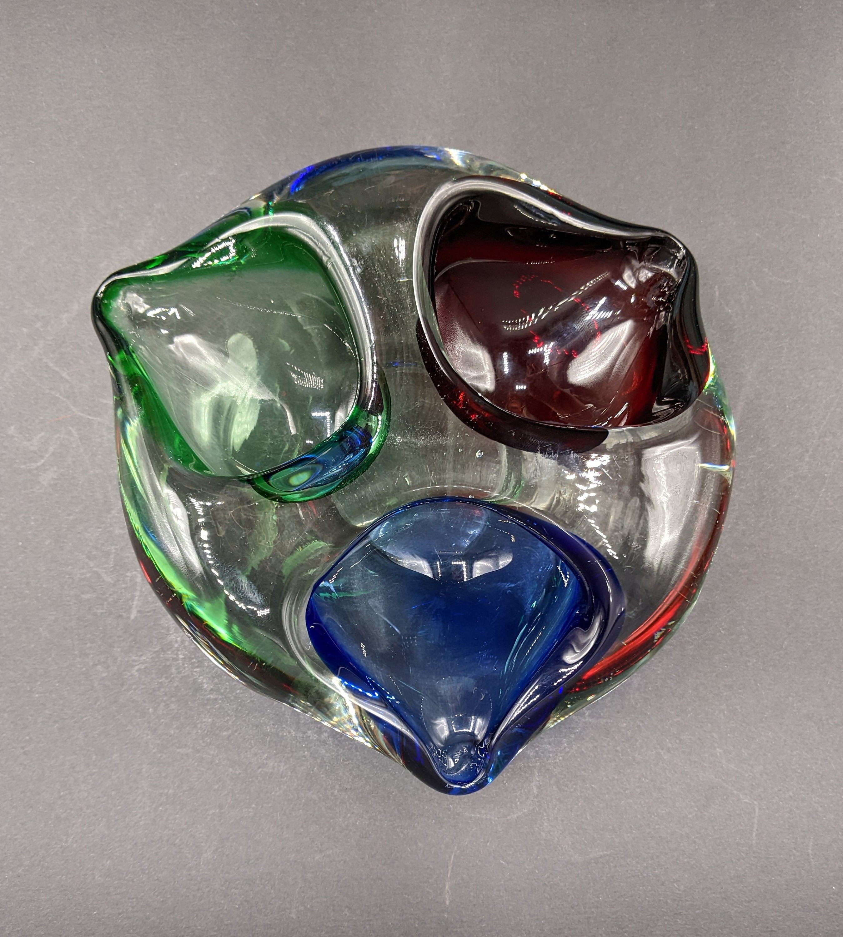 1960's MURANO Art Glass Tri-colour Ashtray, Venetian Glass Three ...