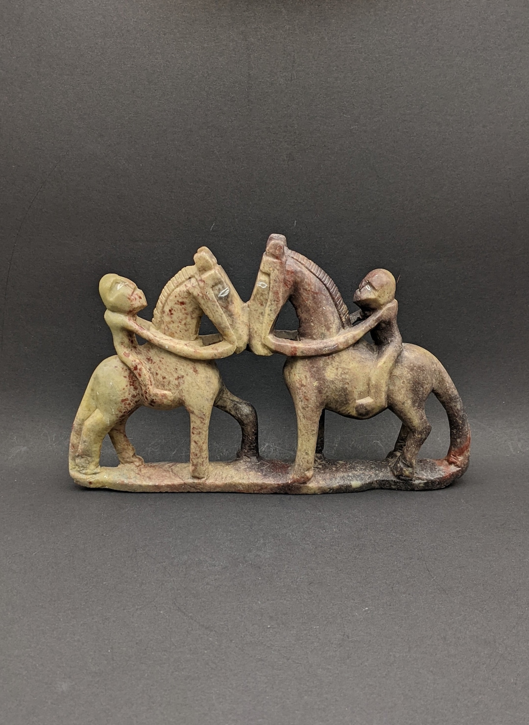 MBIGOU Stone Horsemen Sculpture, Vintage Mbigou Gabon African Folk Art ...