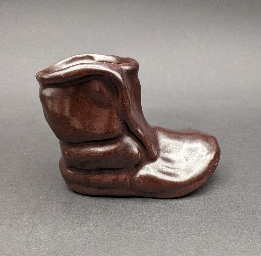 Kullabygdens Keramik Pottery Boot for Höganäs Sweden, Quirky Brown Boot ...