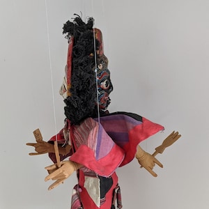 Large Nepalese Two Sided Wooden Marionette, Vintage Folk Art String ...