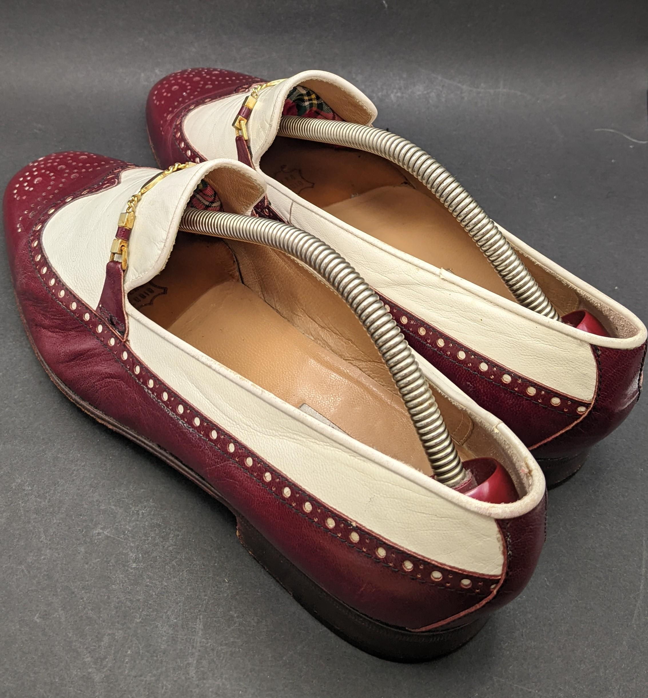 SAURO Dandy Maroon & White Leather Wingtips, Gold Detail Size 42 ...