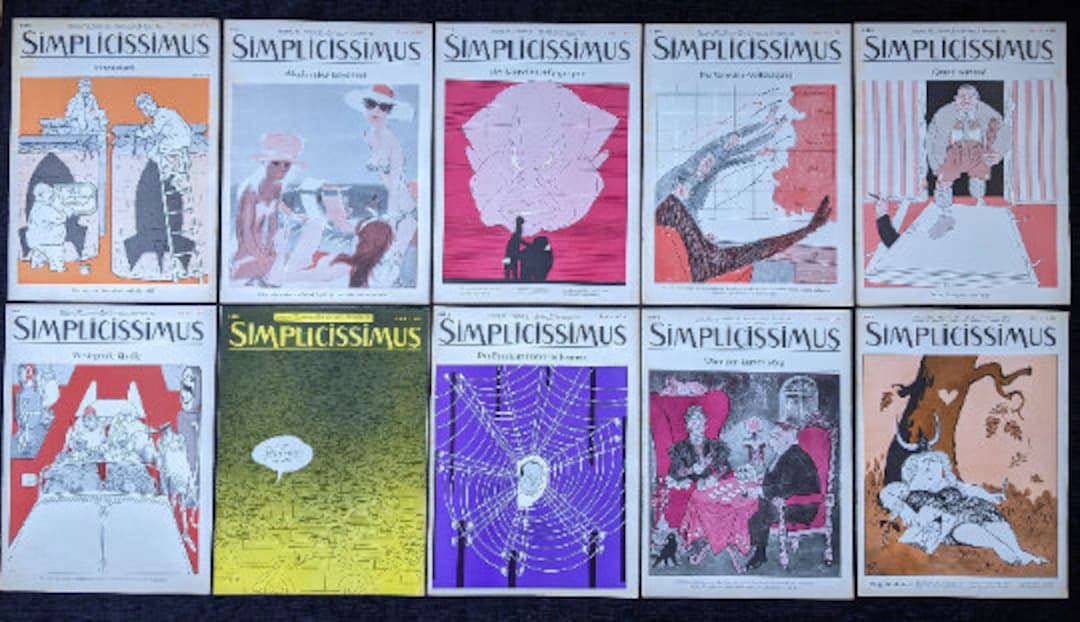 SIMPLICISSIMUS, 10 Copies Iconic Satirical German Magazine, Illustrated ...