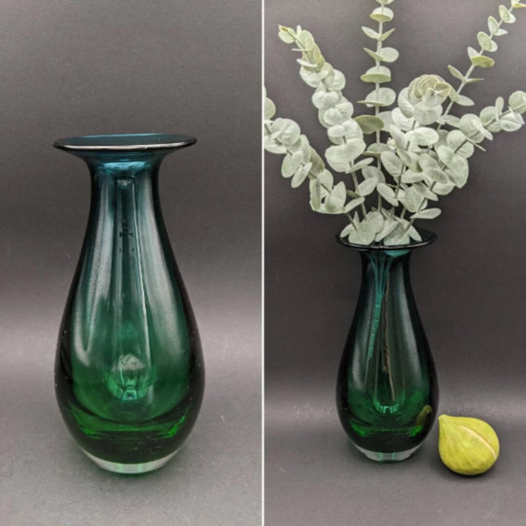 Art Glass Green to Blue Fade Vase, Heavy Glass 1.55kg/3.4lbs Lipped ...