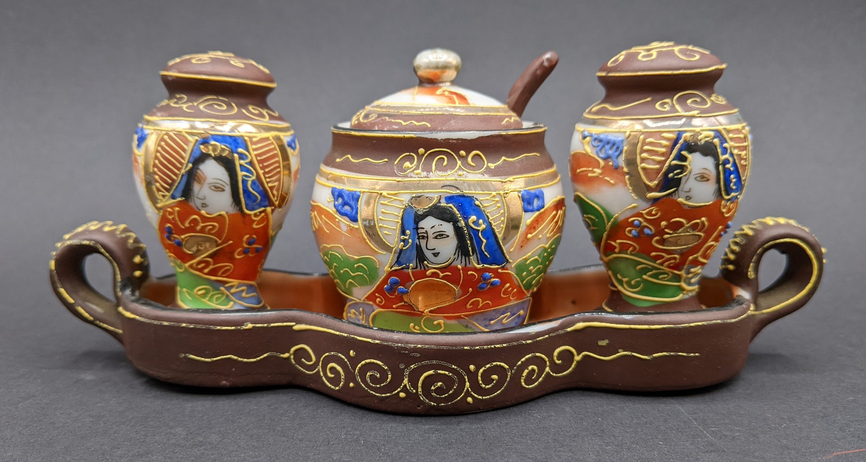 Japanese SATSUMA Ware Cruet Set Satsuma Geisha Salt and - Etsy