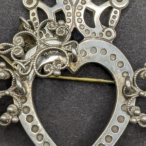 Norwegian SØLJE 830 Silver Wedding Brooch, Crowned Heart Marriage ...