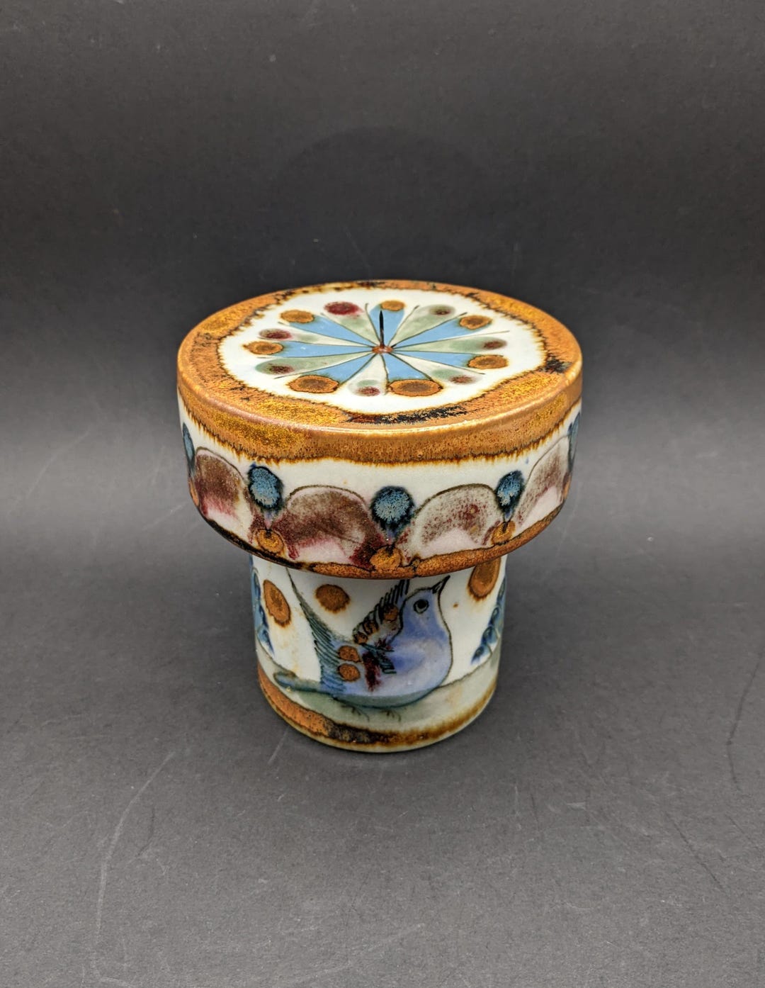 KEN EDWARDS Signed Tonala Pottery Candle Holder, Mexican Folk Art ...