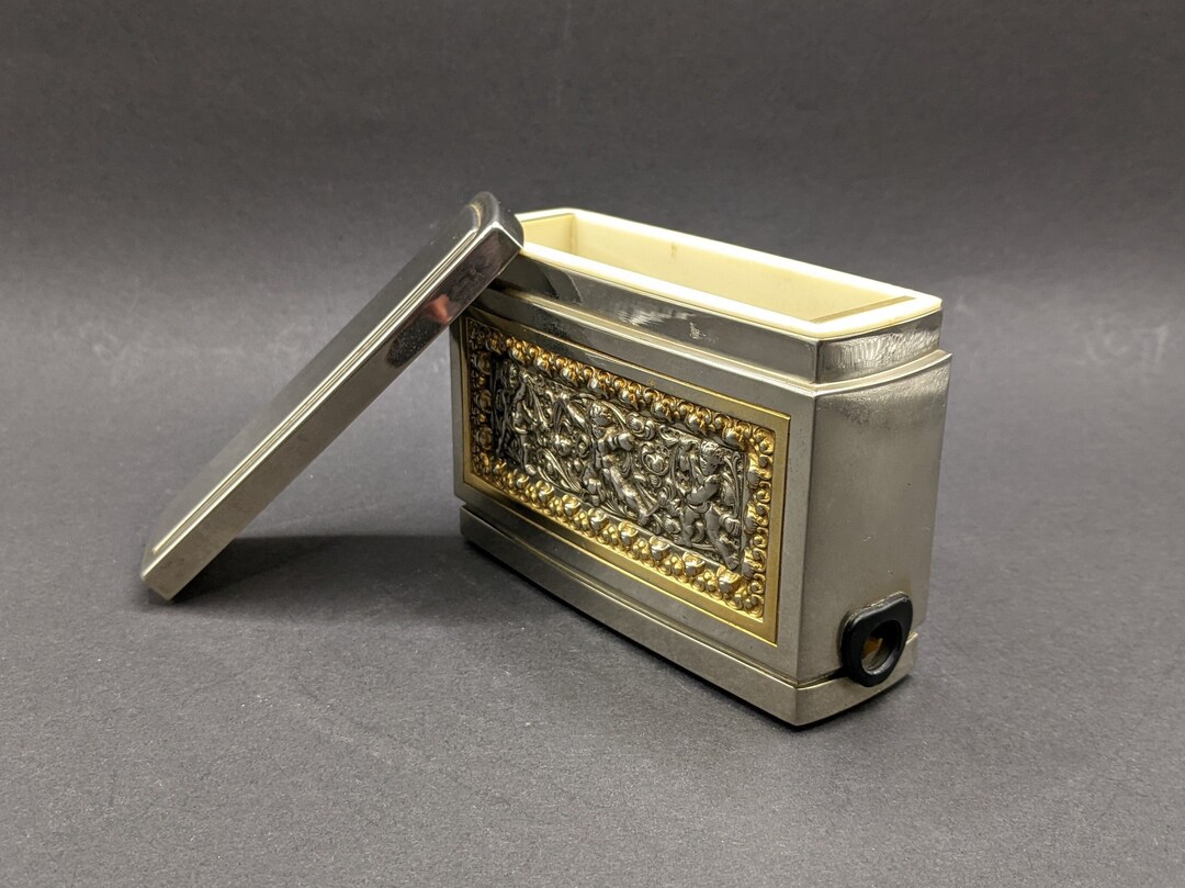 1960's ERHARD & SONS Chrome and Brass Repousse Rolling Cigarette ...