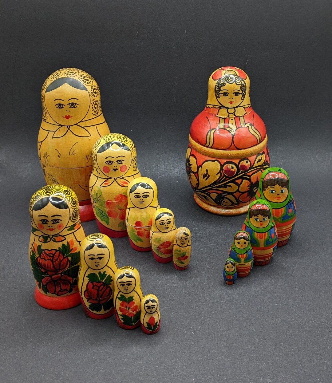 Assorted MATRYOSHKA Doll Collection, USSR Wooden Stacking/nesting Dolls ...