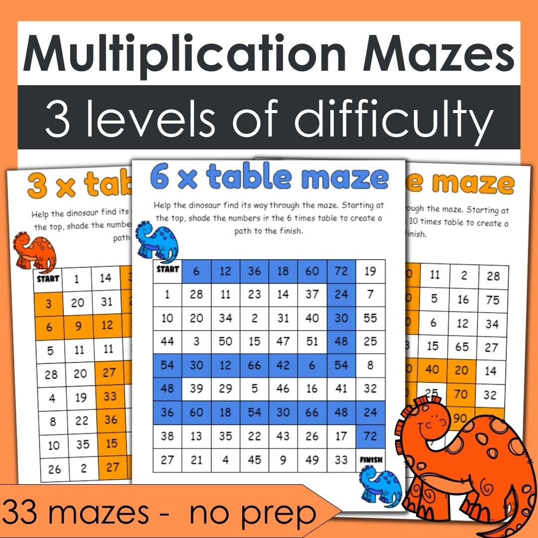 33 Multiplication Math Mazes for Multiples 2 12 Plus an - Etsy