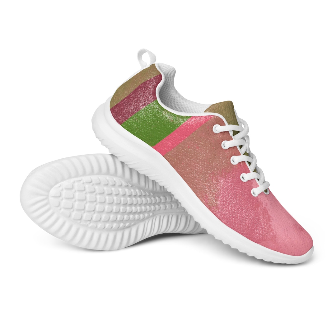 Pink and Green Abstract Art Womens Athletic Shoes - Etsy