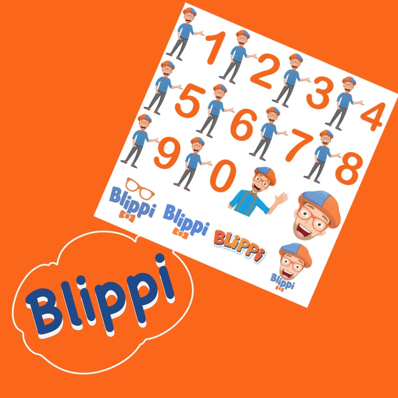 Blippi Stickersblippi Numbers Printable Digital Stickers for - Etsy