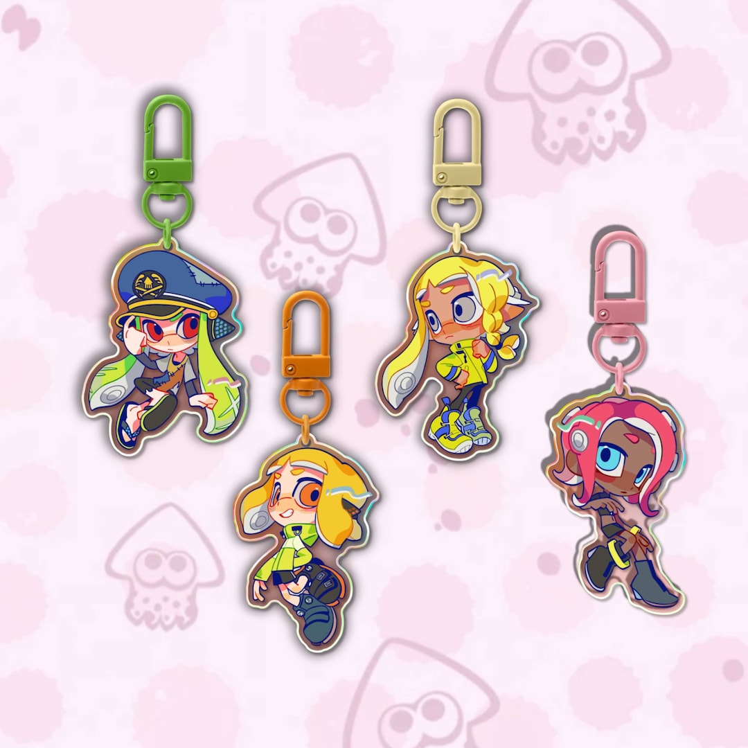 Splatoon Inspired Fan-art Keychain Charm Agent 3 Agent 4 Agent 8 ...