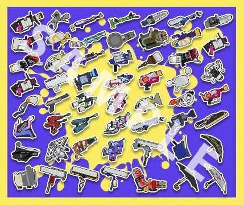 Splatoon Weapons Stickers Splatoon Inspired Fan-art Badge Stickers 55 ...