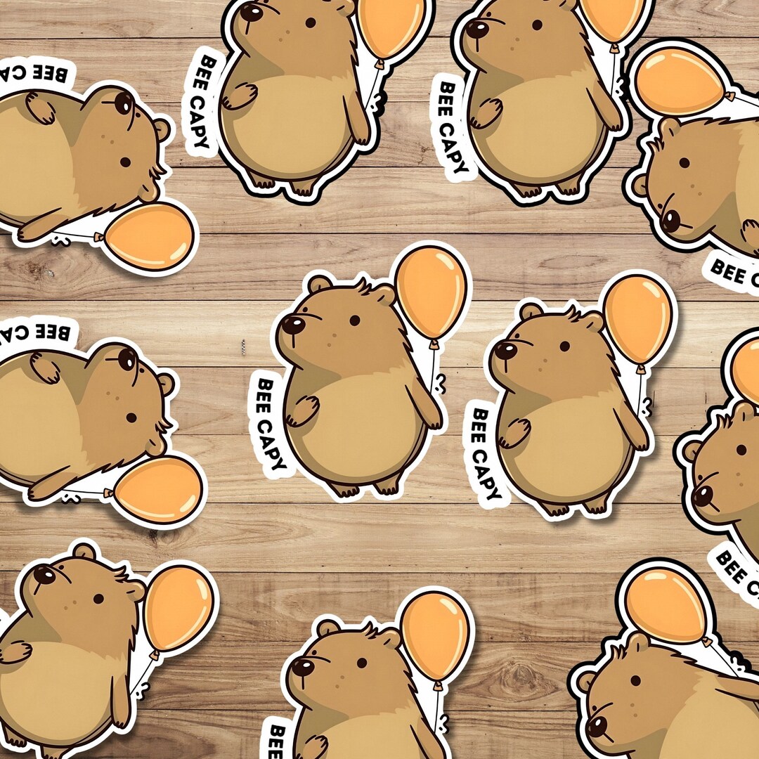 Whimsical Capybara Sticker Set - Cute Vinyl Laptop Labels, Meme Tags ...