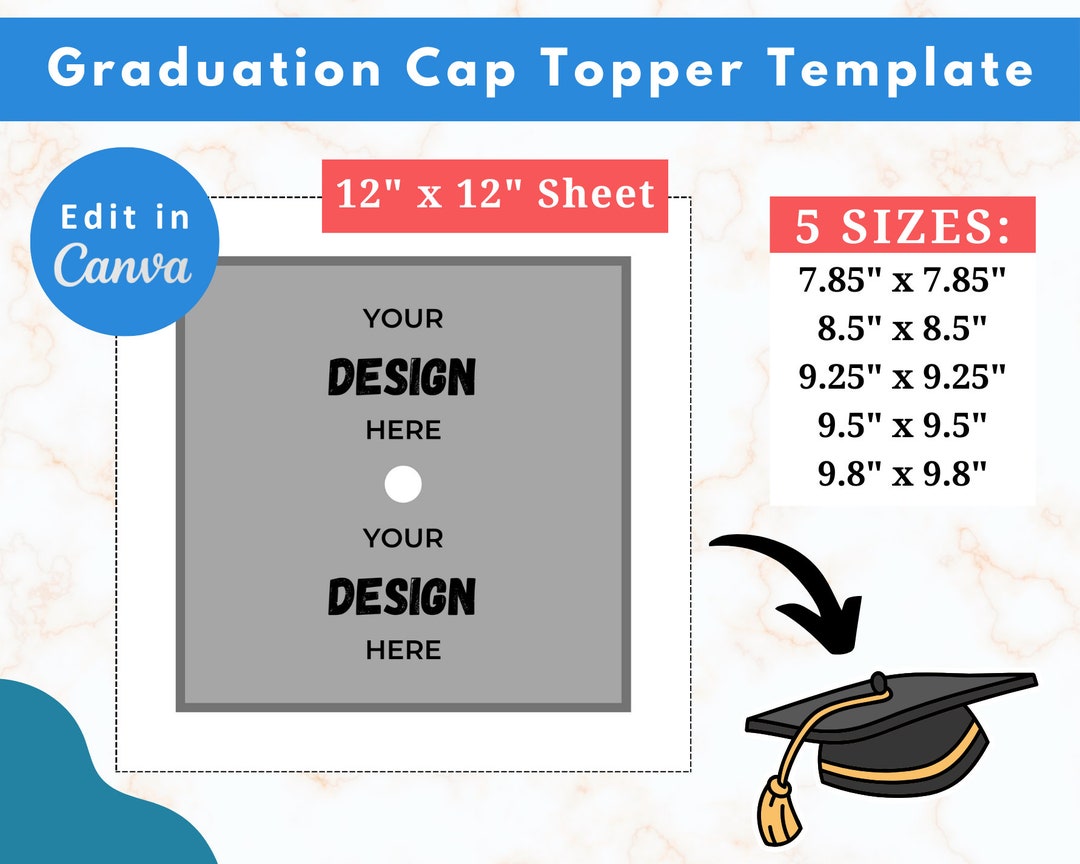 Graduation Cap Topper Template, Graduation Hat Template, Blank ...