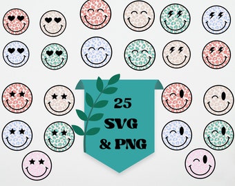 Smiley Face Cheetah Svg - Etsy