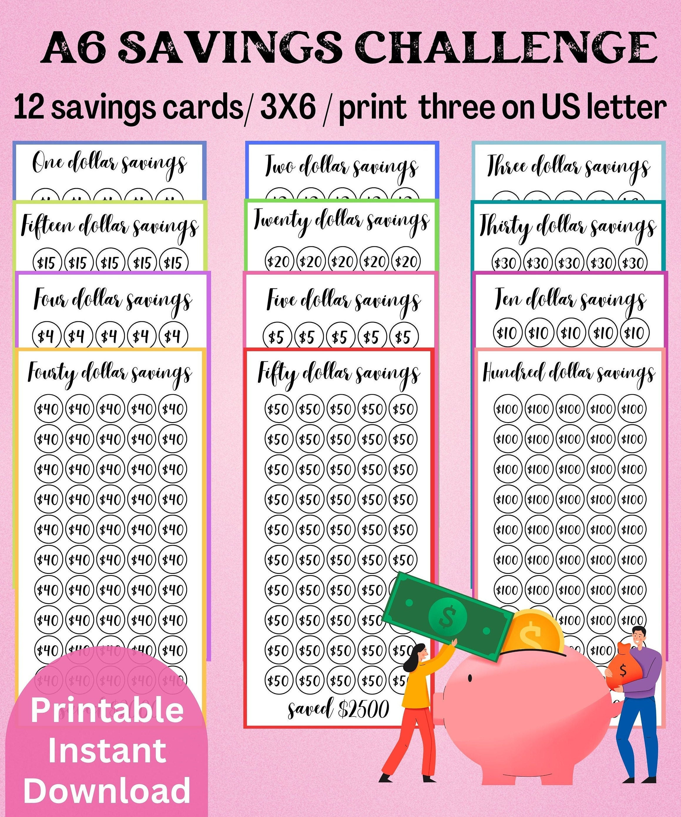 Printable A6 Savings Challenge Bundle Cash Envelope Savings - Etsy