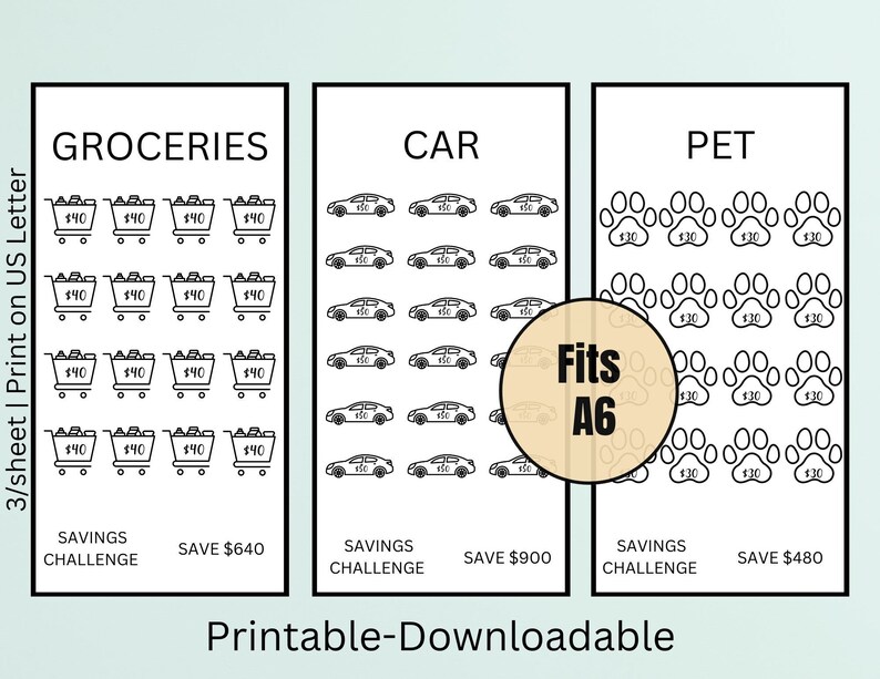 Savings Challenge Printable Savings Challenge Bundle A6 - Etsy