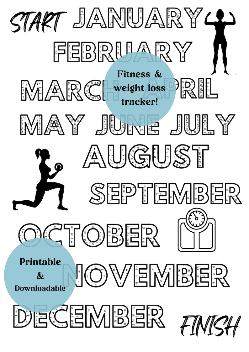 Printable Workout Tracker Daily Exercise Track Monthly Weight Loss ...