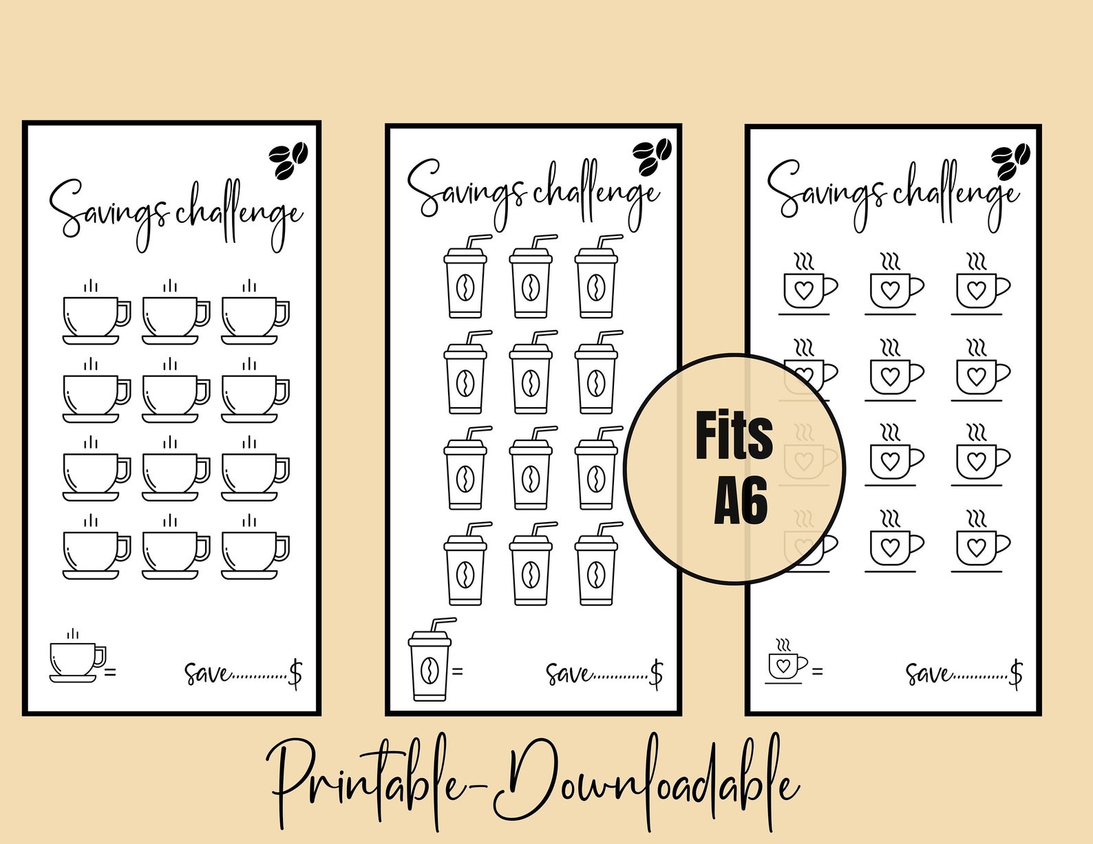 Savings Challenge Printable Savings Challenge Bundle A6 Sized Mini ...