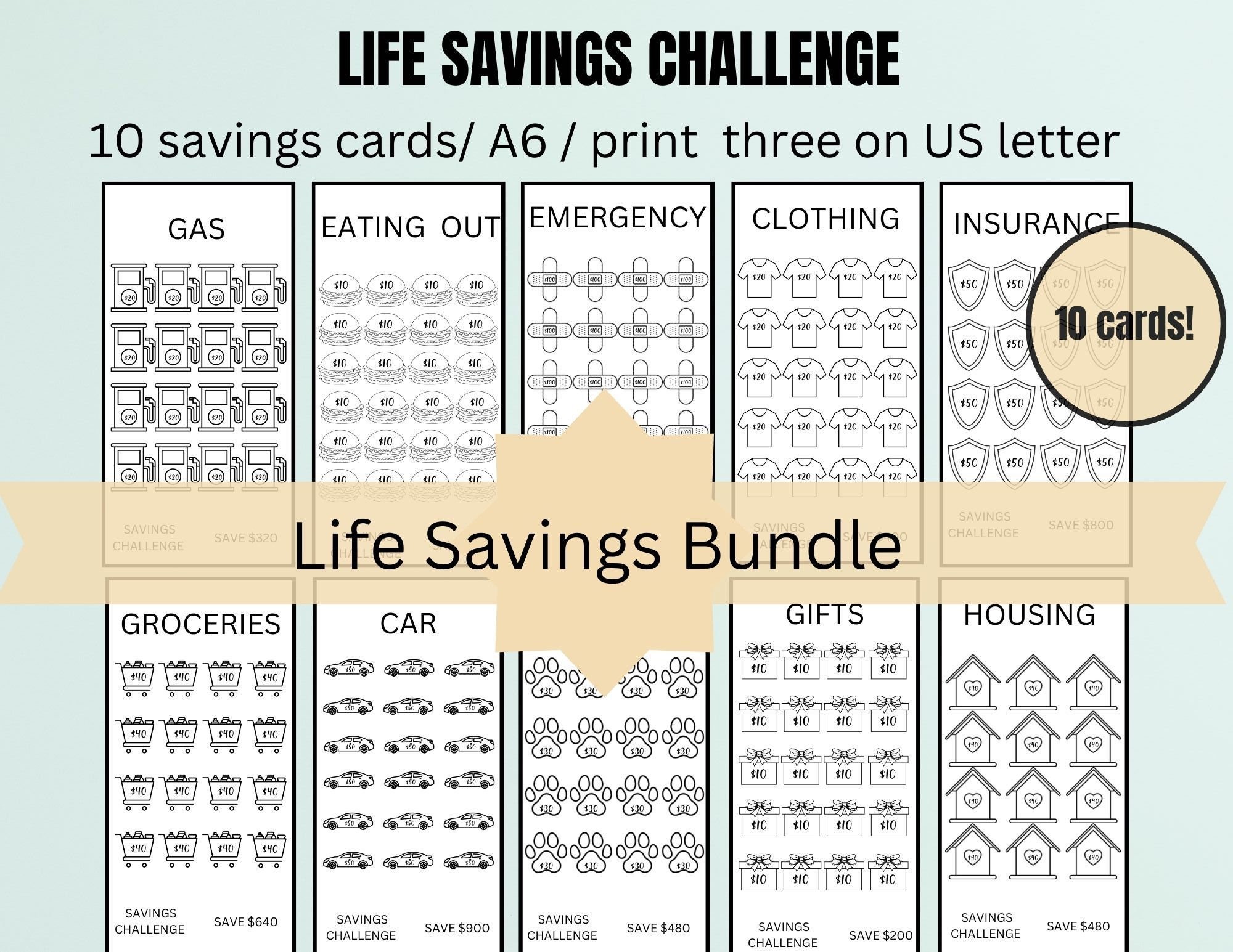 Savings Challenge Printable Savings Challenge Bundle A6 - Etsy