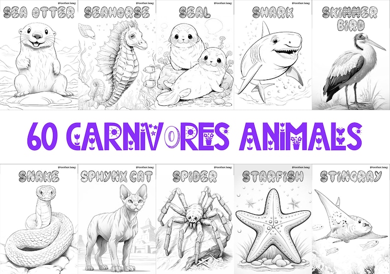 60 Carnivore Animals Coloring Sheets | Fun Animal Themed Printable ...