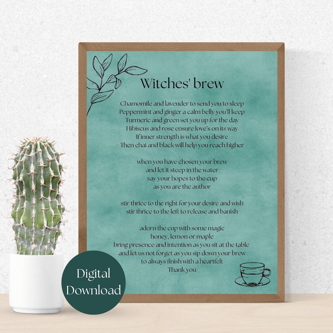 Witches' Brew Poetry Printable Wall Art | Green Witch/kitchen Witch Tea ...