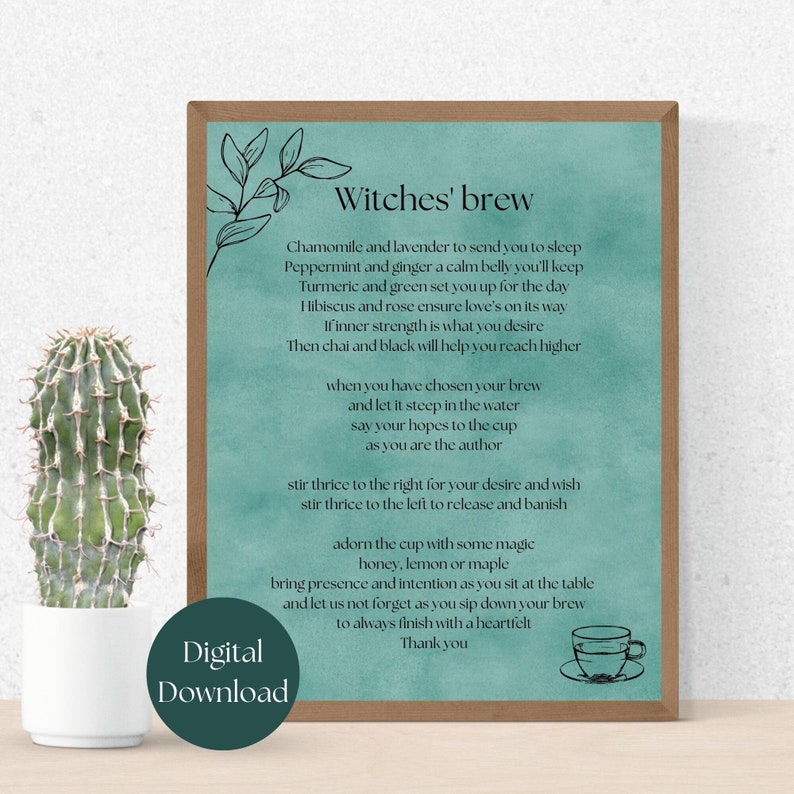 Witches' Brew Poem Art Print | Kitchen Witch Decor (digital Download ...