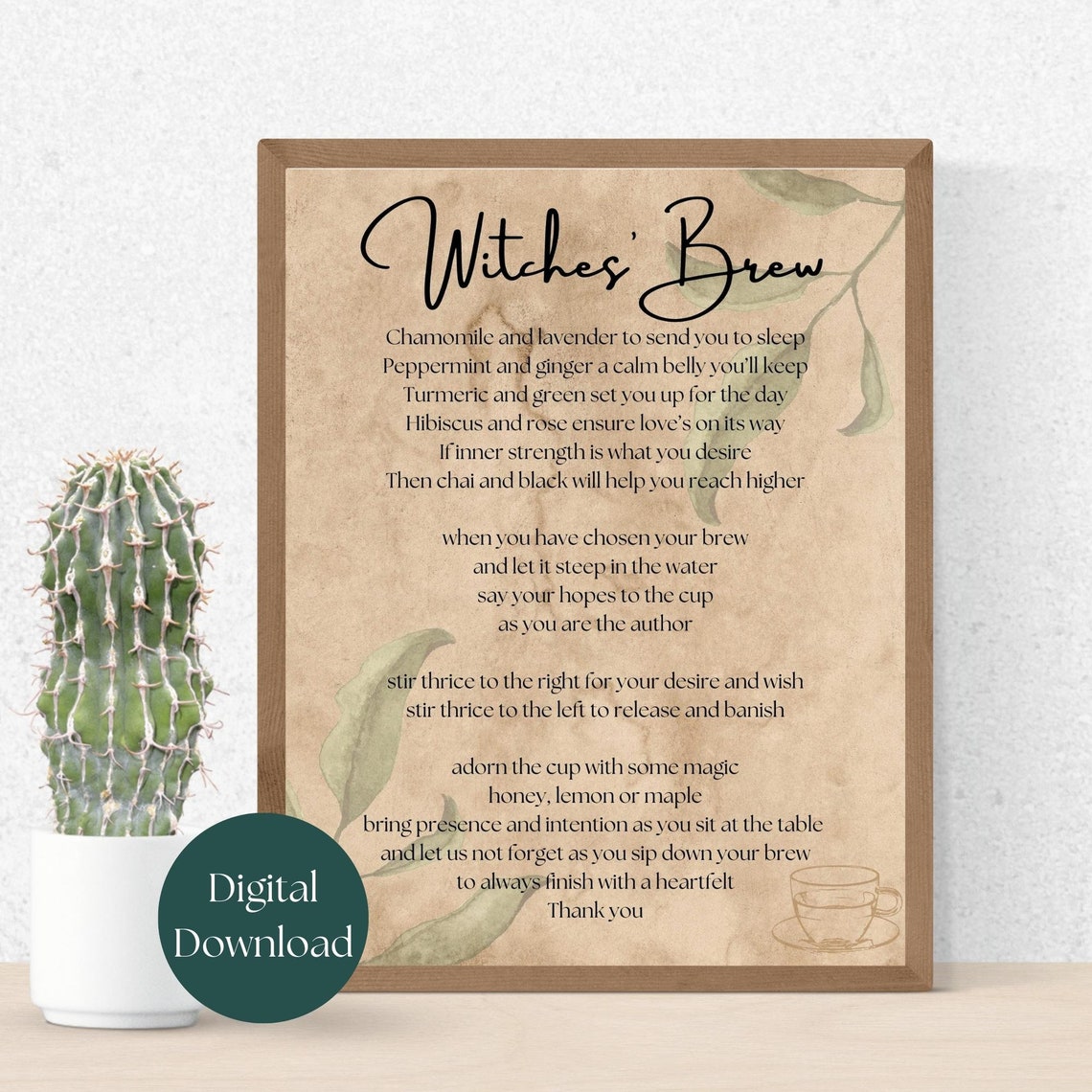Witches' Brew Poetry Printable Wall Art | Green Witch/kitchen Witch Tea ...