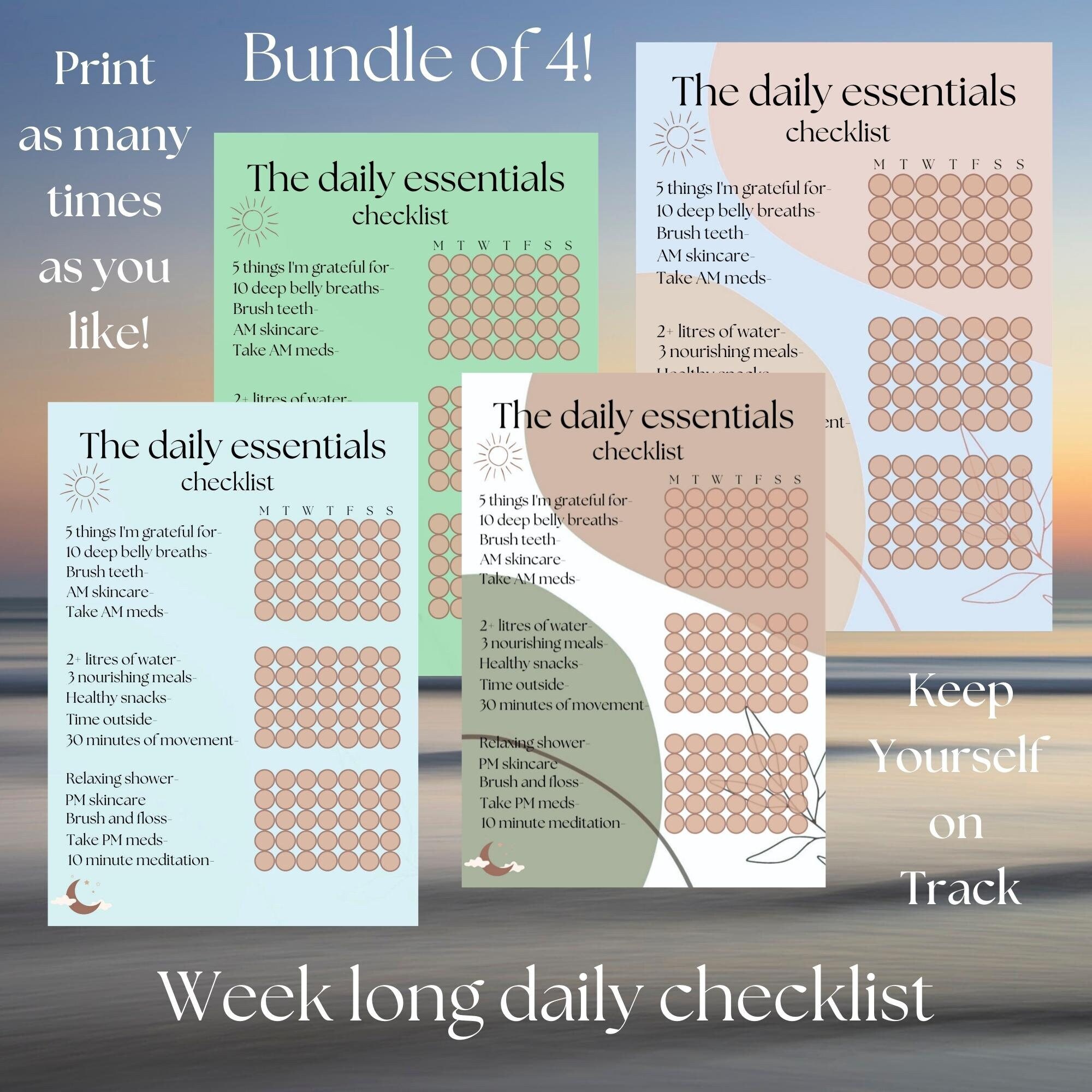 Printable Daily Essentials Checklist for Mental and Physical Health ...