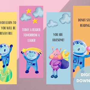 Printable Reading Bookmark Set for Kids, Four Printable Aliens ...