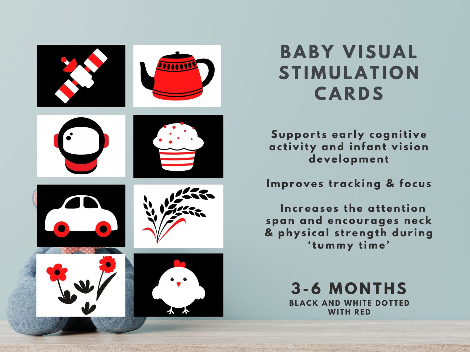 Baby Sensory Flash Cards: High Contrast Black, White & Red (PDF) - Etsy