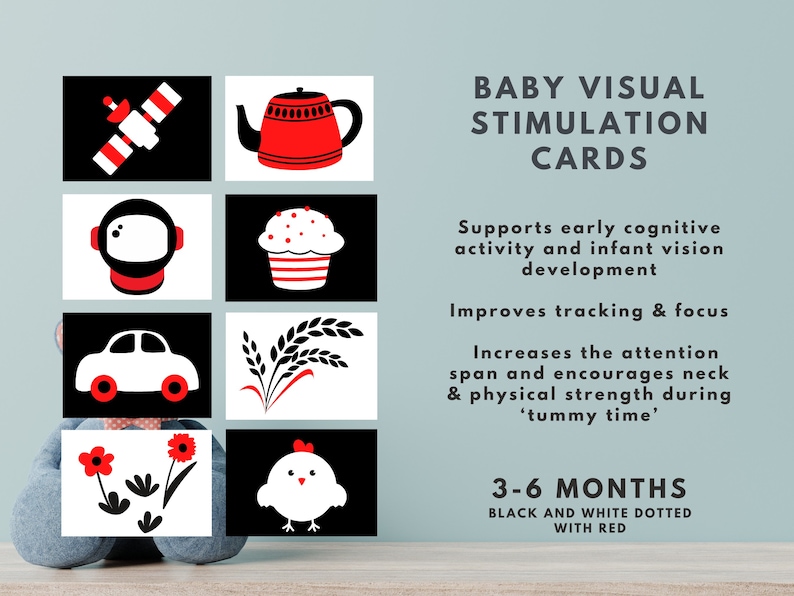 High Contrast Baby Sensory Flash Cards, Baby Sensory Black & White ...