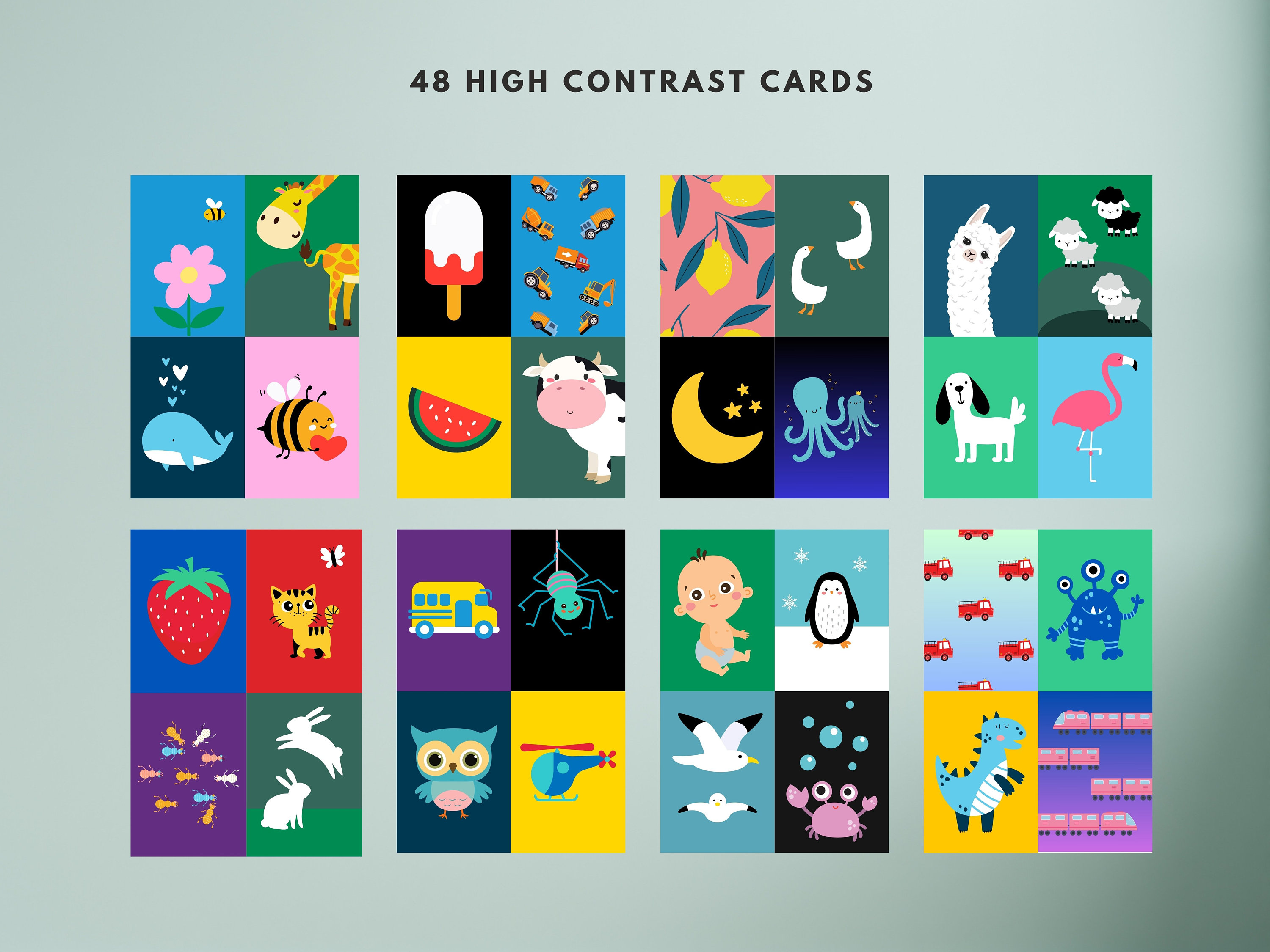 Printable Baby Sensory Cards (3+ Months) - High Contrast Colour Sensory ...