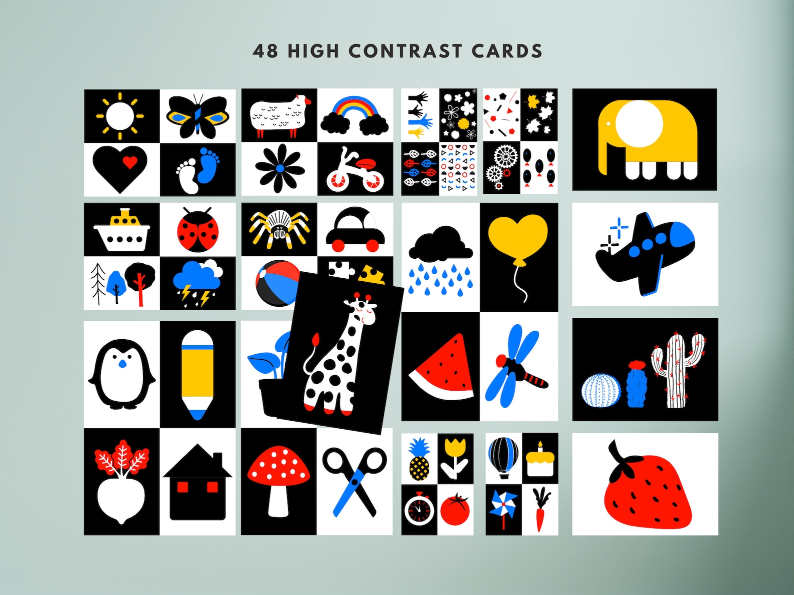 Baby Sensory Flash Cards: High Contrast Black, White & Color (PDF) - Etsy