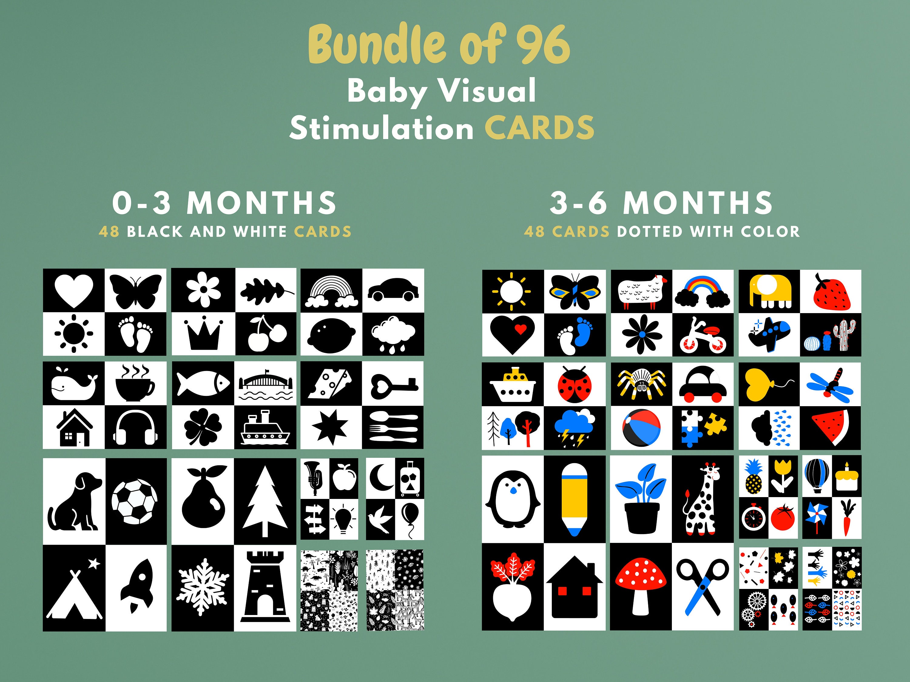 Bundle of High Contrast Baby Sensory Flash Cards Baby Sensory - Etsy