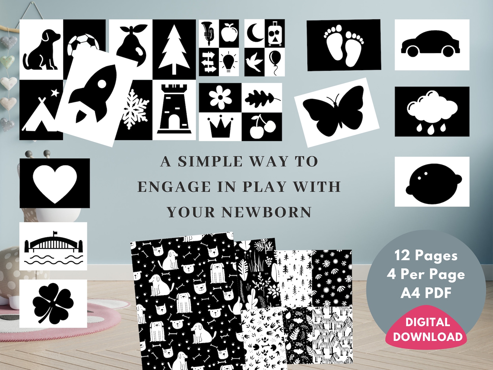 Baby Sensory Flash Cards: High Contrast Black & White Visual ...