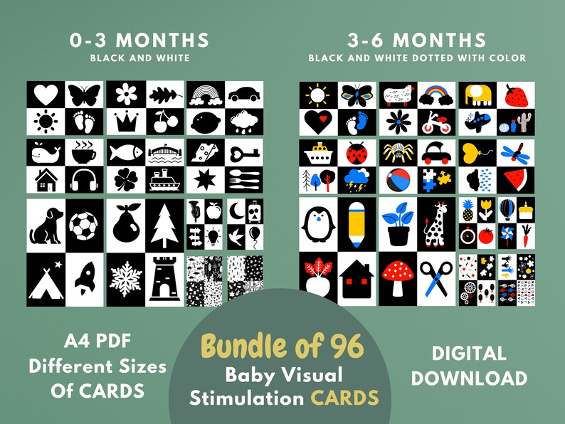 Bundle of High Contrast Baby Sensory Flash Cards Baby Sensory - Etsy
