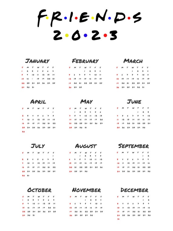 Friends 2023 Calendar Digital Printable - Etsy