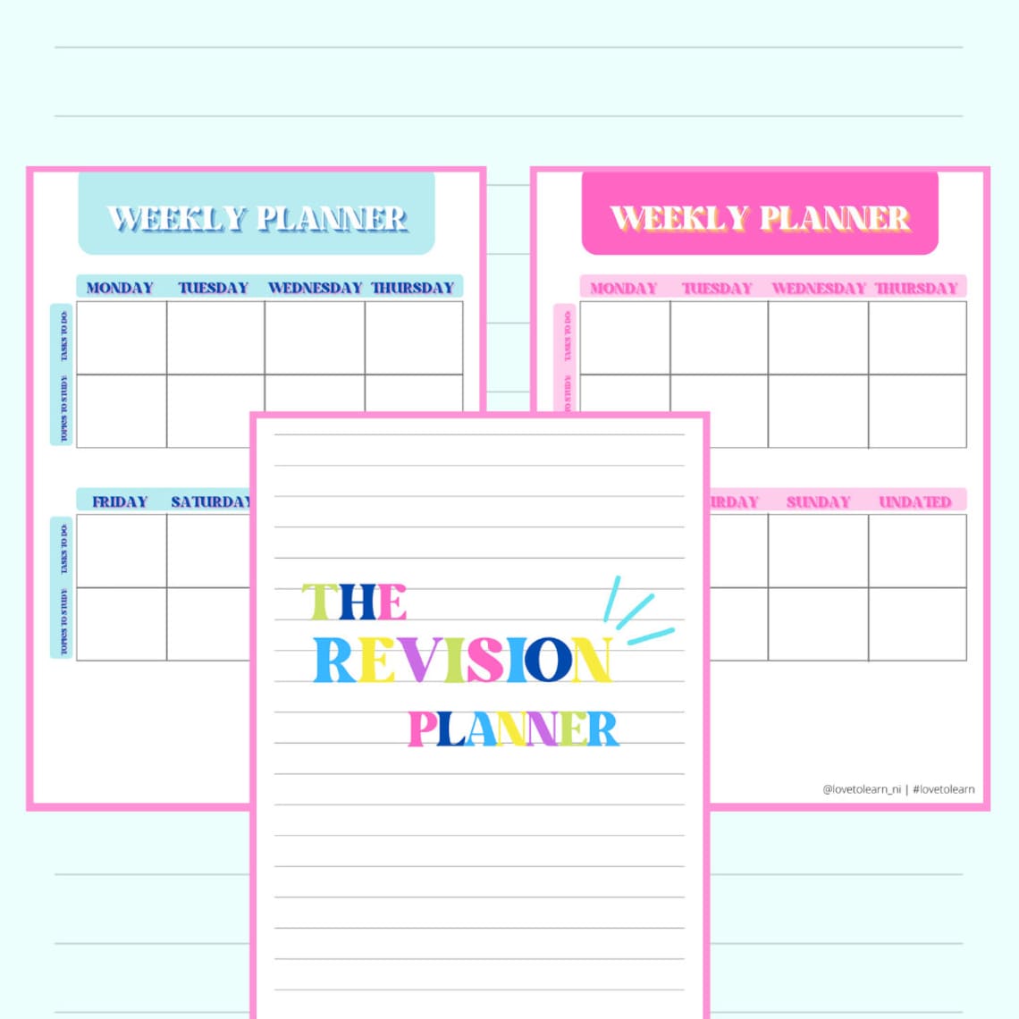 Printable Revision Planner, Study Planner, Student Planner, University ...