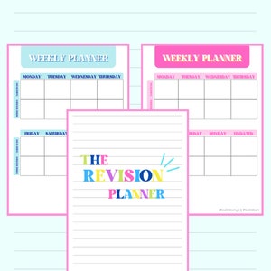 Printable Revision Planner, Study Planner, Student Planner, University ...