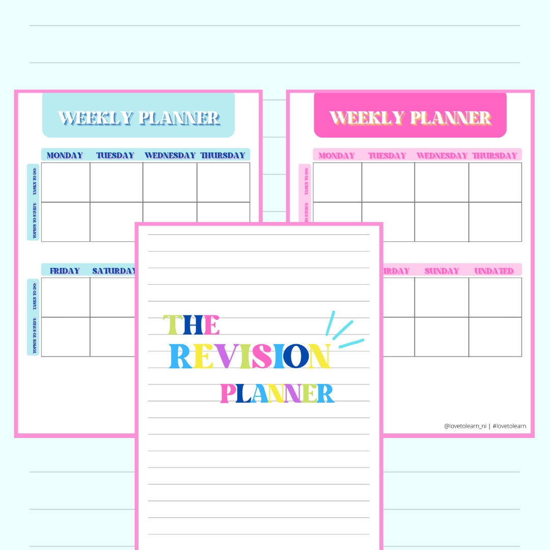 Printable Revision Planner, Study Planner, Student Planner, University ...