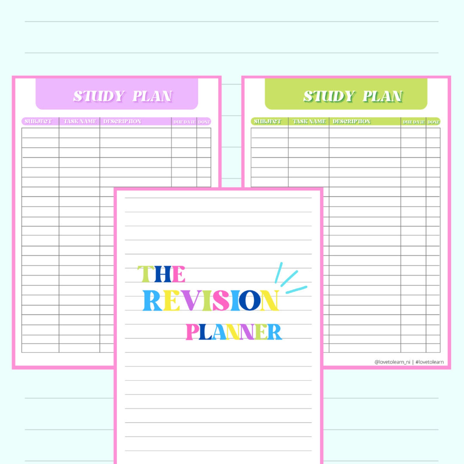 Printable Revision Planner, Study Planner, Student Planner, University ...