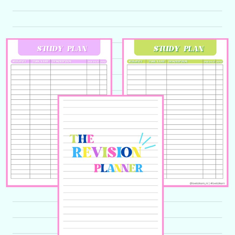 Printable Revision Planner, Study Planner, Student Planner, University ...