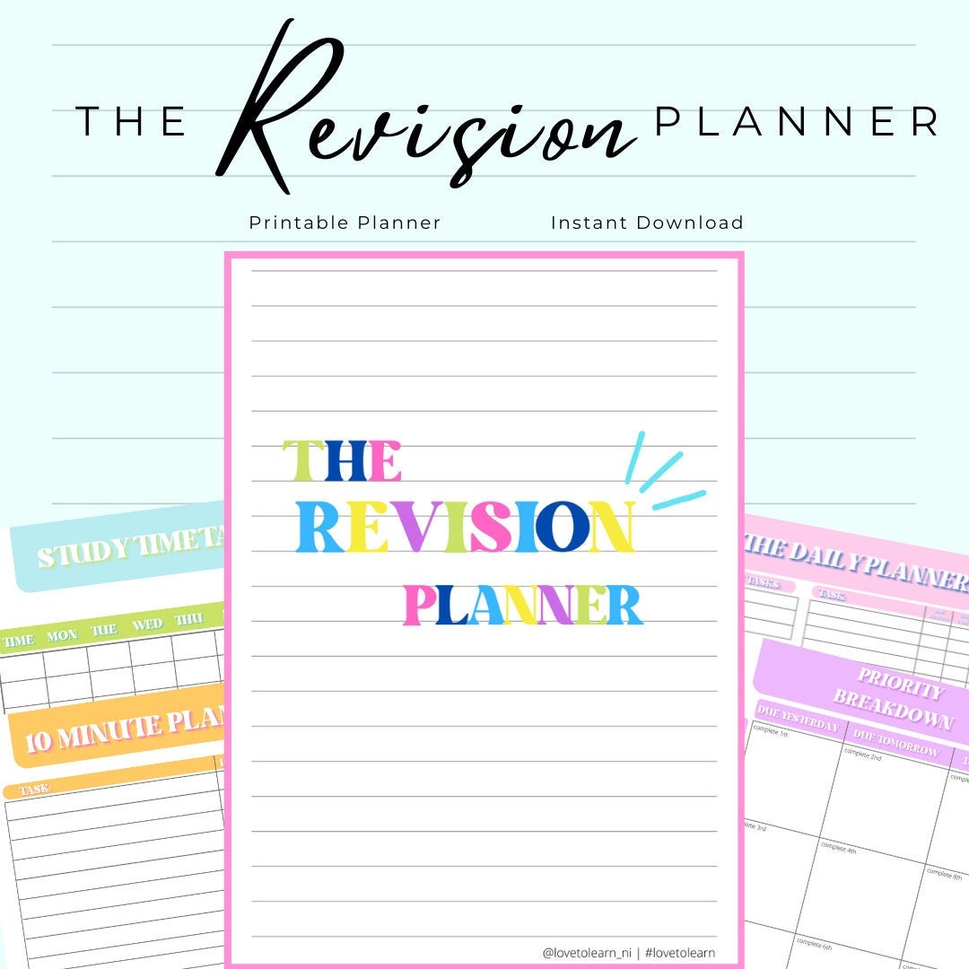 Printable Revision Planner, Study Planner, Student Planner, University ...