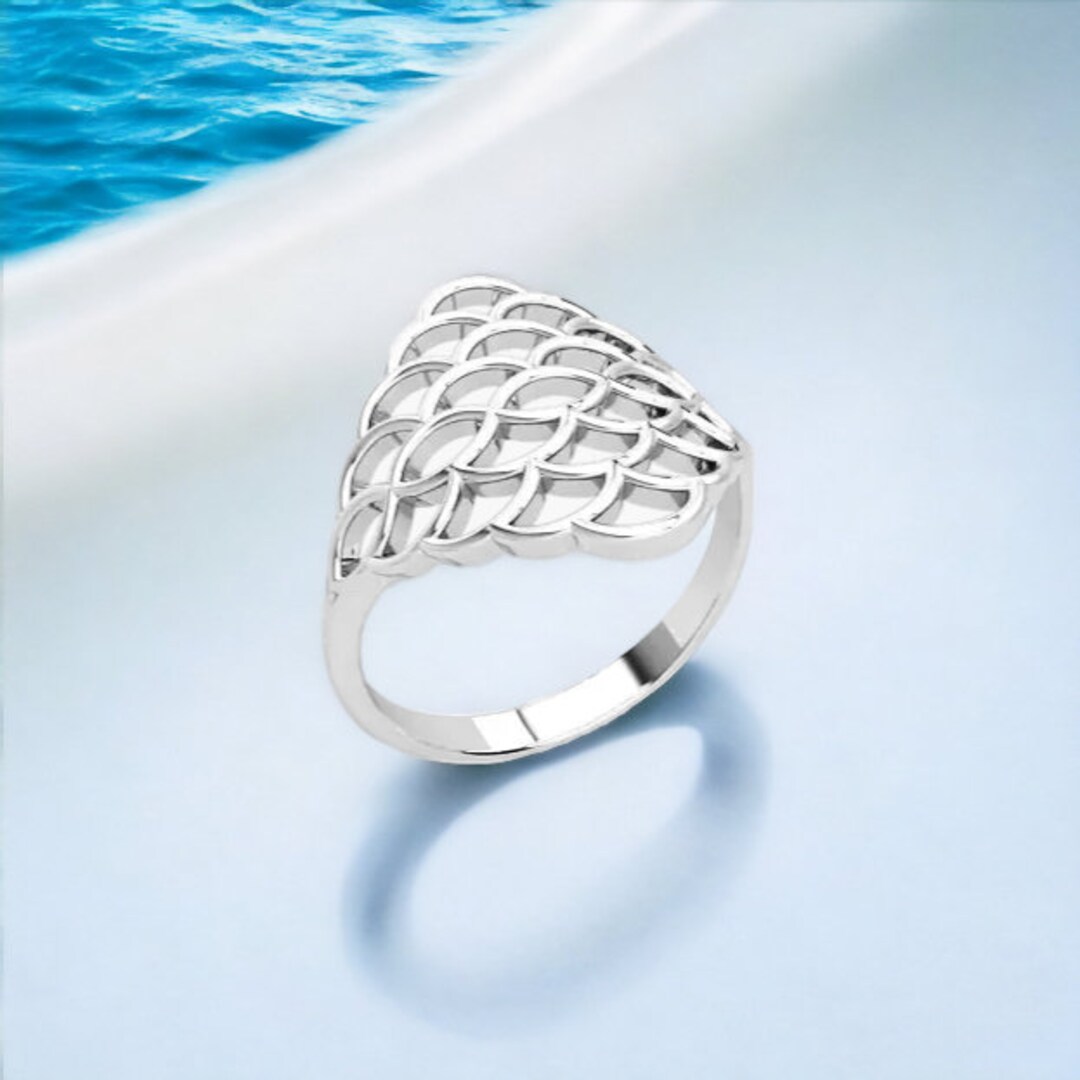 925 Silver Mermaid Ocean Wave Ring - Etsy