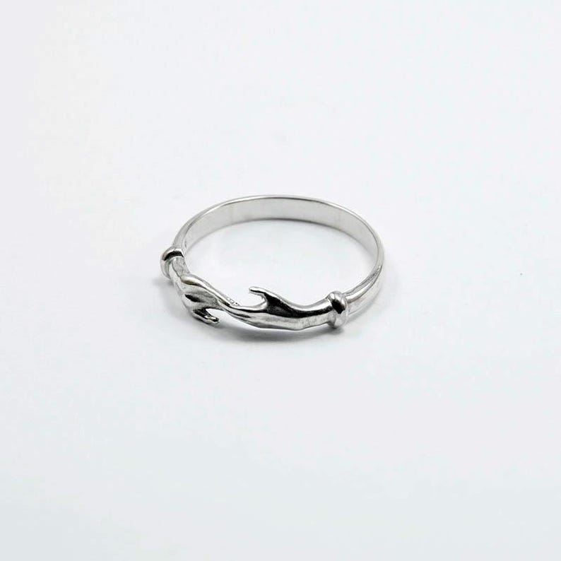 925 Silver Fede Two Hands Dainty Stacking Ring - Etsy