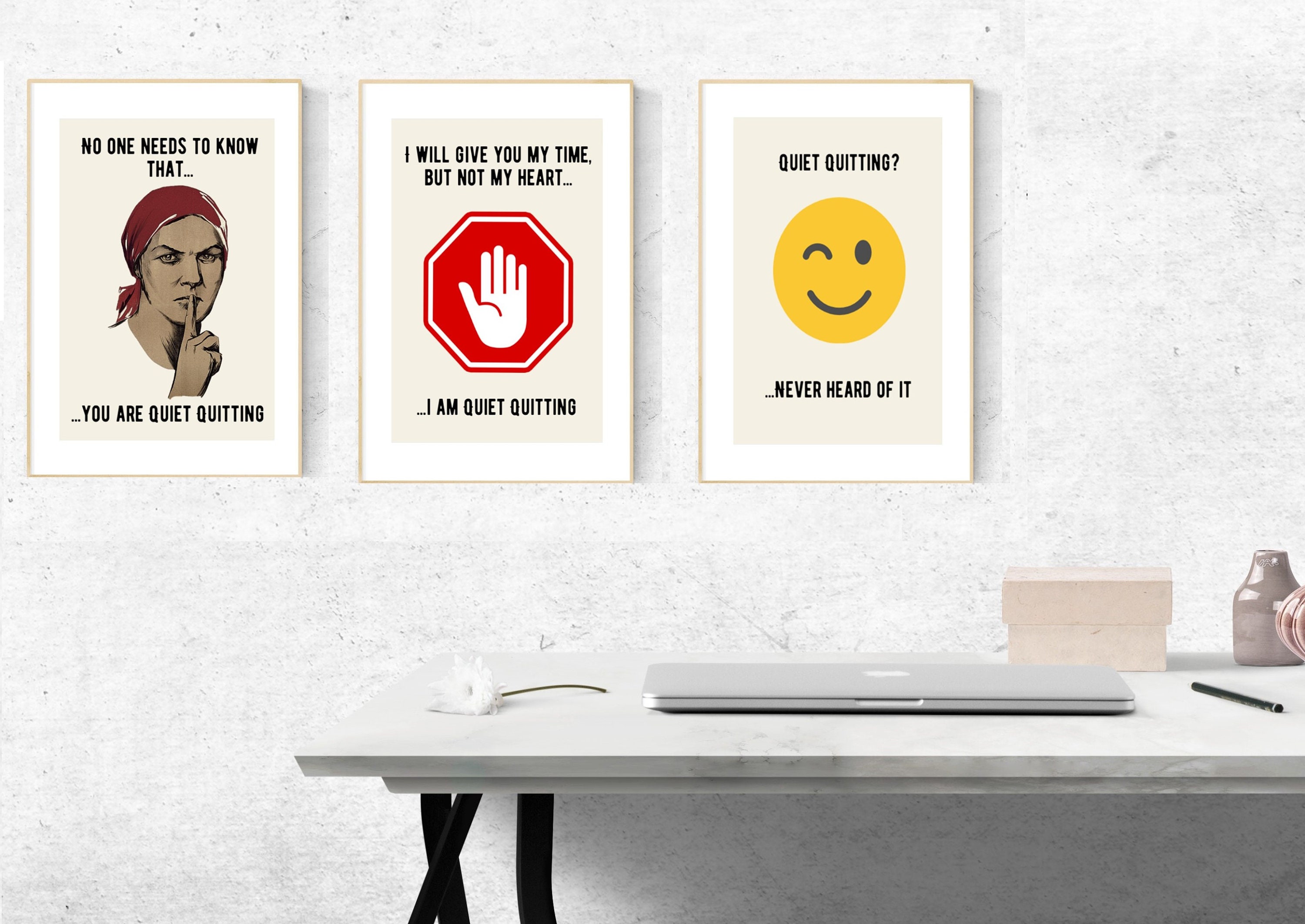 Quiet Quitting Movement Mental Health Priority Printable Set of 3 Home ...