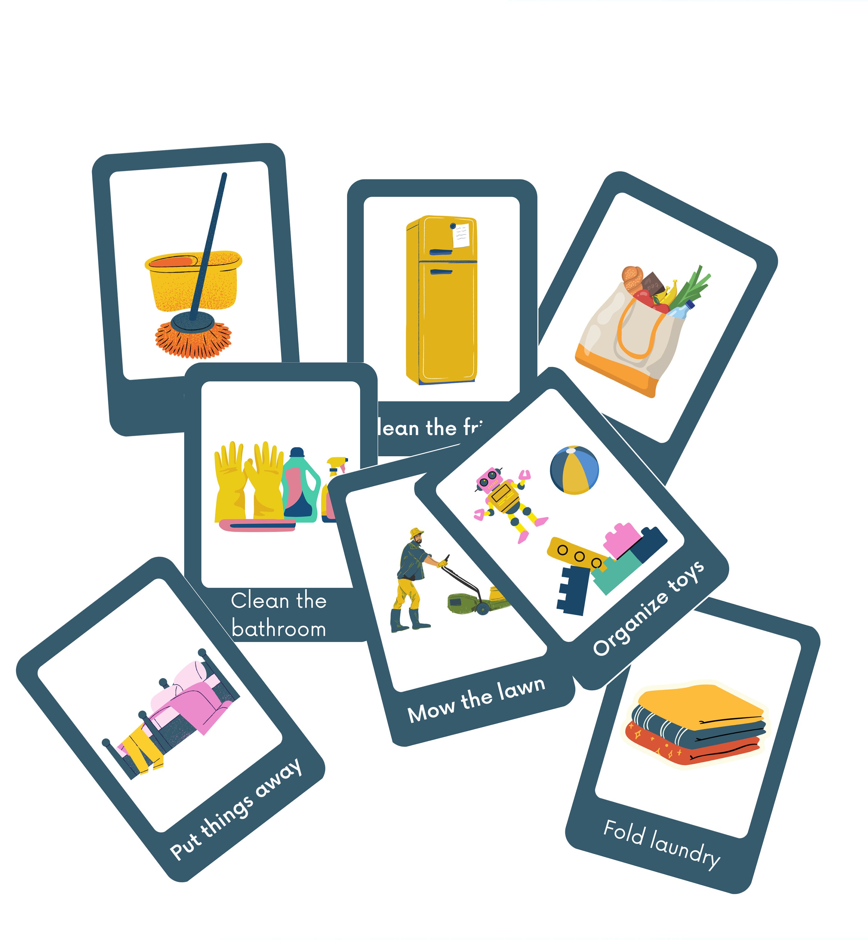 Chores Routine Flashcards for Kids and Adults - Printable Visual ...