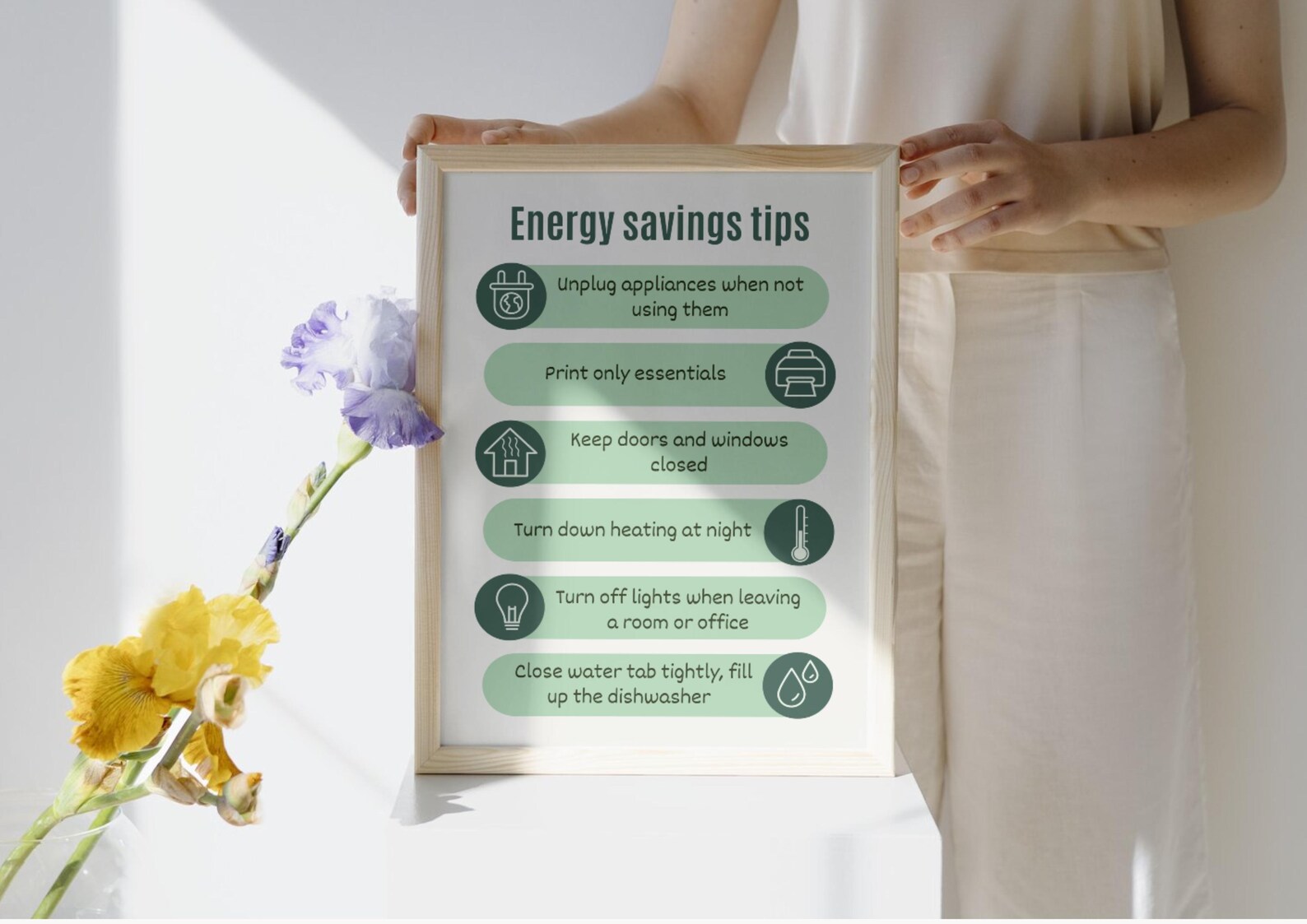 Energy Saving Tips Printable Set of 4 Posters - Energy Consumption ...